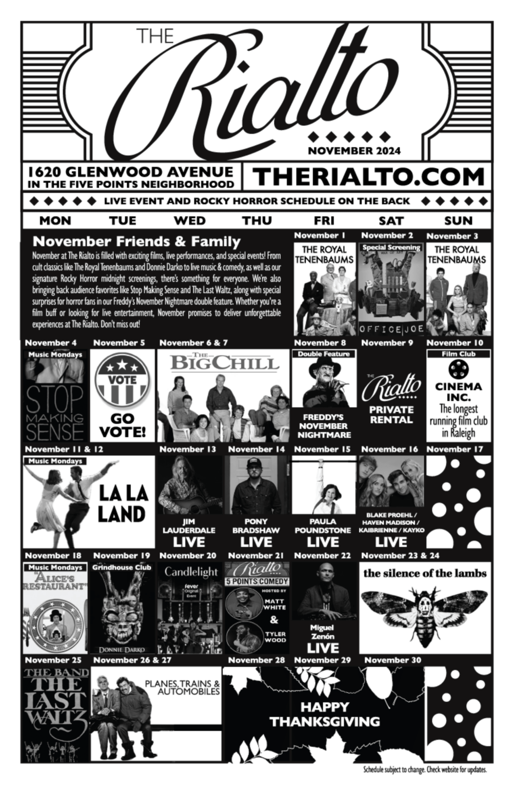 The Rialto's Calendar of Events - The Rialto Theatre